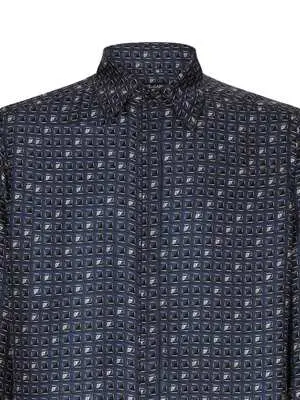 Dolce & Gabbana Geometric-print Silk Shirt - Blue