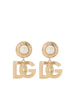 Dolce & Gabbana Logo-pendant Clip-on Earrings - Gold
