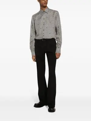 Dolce & Gabbana Geometric-print Silk Shirt - Black