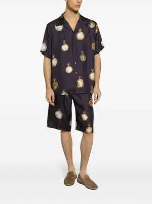 Dolce & Gabbana Clock-motif Silk Shirt