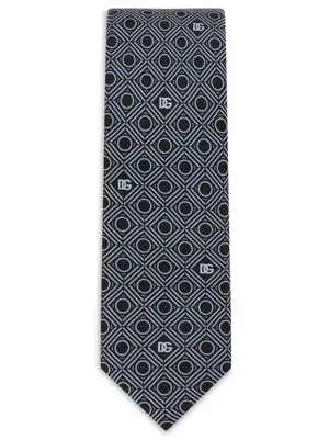 Dolce & Gabbana Geometric-print Silk Neck Tie - Blue