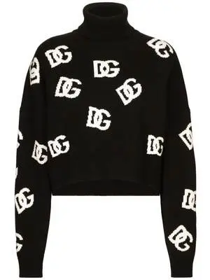 Dolce & Gabbana Intarsia-knit Logo Jumper - Black