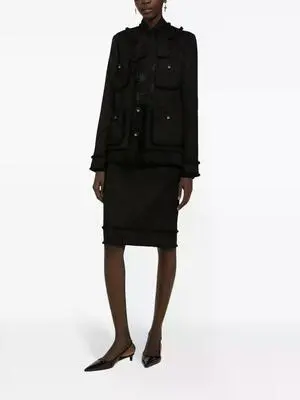 Dolce & Gabbana Monogram-jacquard Silk Shirt - Black