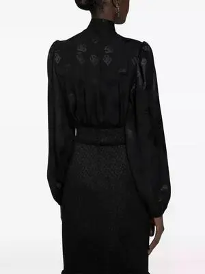 Dolce & Gabbana Monogram-jacquard Silk Shirt - Black