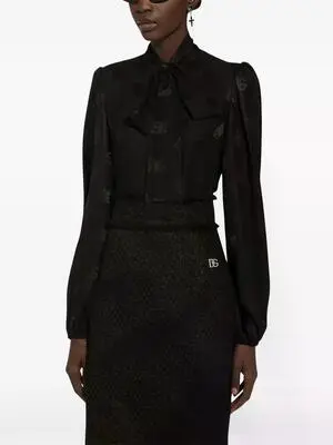 Dolce & Gabbana Monogram-jacquard Silk Shirt - Black