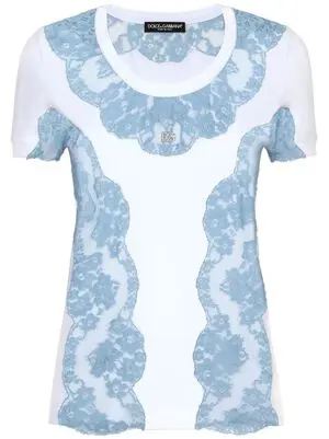 Dolce & Gabbana Dna Lace-detail Short-sleeve T-shirt - White