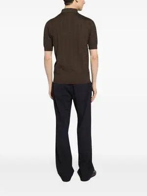 Dolce & Gabbana Monogram-jacquard Silk Polo Shirt - Brown