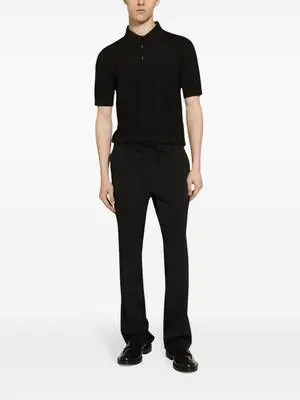 Dolce & Gabbana Monogram-jacquard Silk Polo Shirt - Black