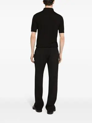 Dolce & Gabbana Monogram-jacquard Silk Polo Shirt - Black