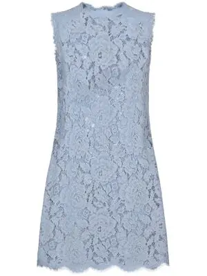 Dolce & Gabbana Floral-lace Shift Mini Dress - Blue