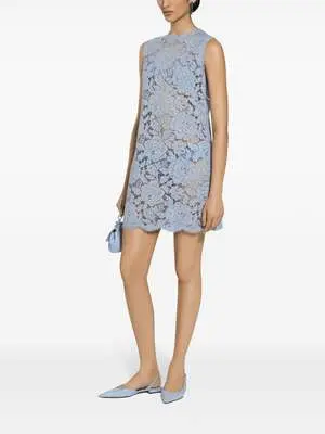 Dolce & Gabbana Floral-lace Shift Mini Dress - Blue