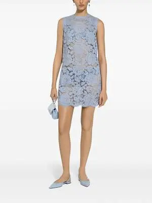 Dolce & Gabbana Floral-lace Shift Mini Dress - Blue