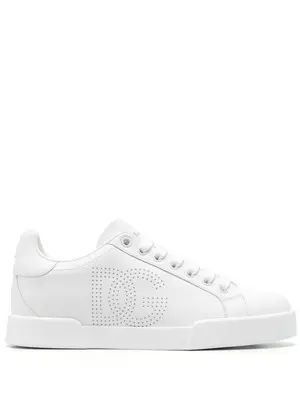 Dolce & Gabbana Portofino Perforated Logo Sneakers - White