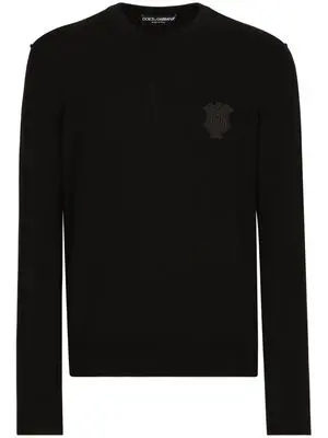 Dolce & Gabbana Logo-patch Cashmere Jumper - Black