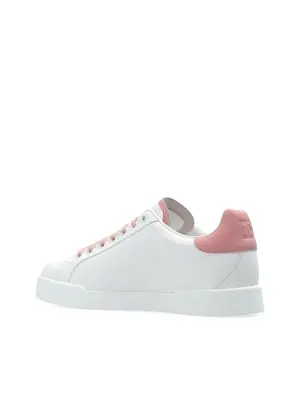 Dolce & Gabbana Portofino Perforated-logo Leather Sneakers - White