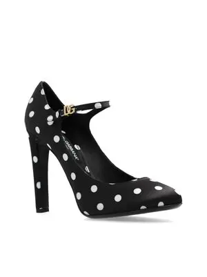 Dolce & Gabbana 105mm Polka-dot Print Mary Jane Pumps - Black