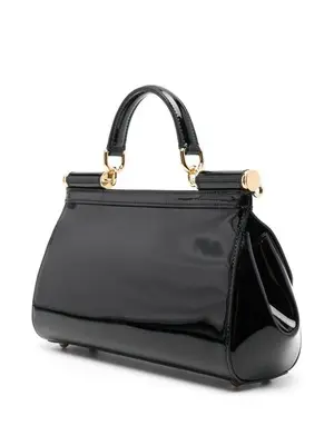Dolce & Gabbana Elongated Medium Sicily Handbag In Polished Calfskin - Black