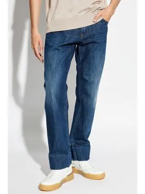 Dolce & Gabbana Straight-leg Jeans With Logo Plaque - Blue