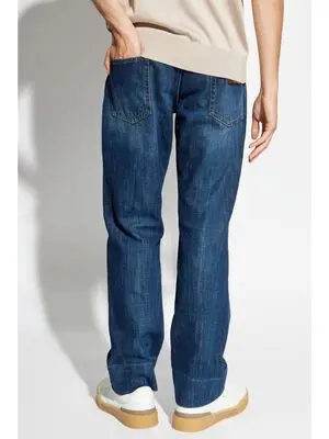 Dolce & Gabbana Straight-leg Jeans With Logo Plaque - Blue