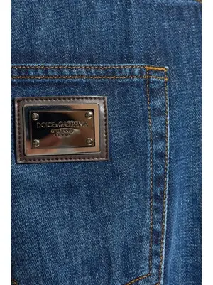 Dolce & Gabbana Straight-leg Jeans With Logo Plaque - Blue