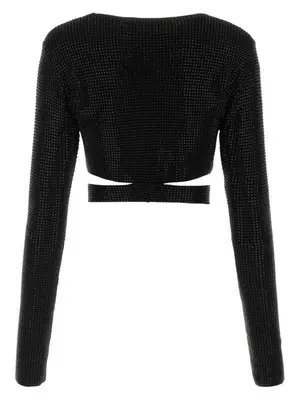 ANDREĀDAMO Embellished Cut-out Knit Top
