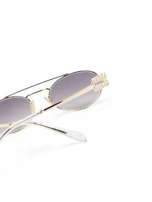 Miu Miu Oval-frame Sunglasses - Gold