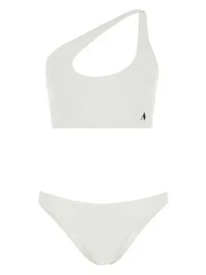 Attico Ribbed Asymmetrical Bikini - White