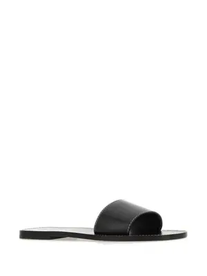 THE ROW Milla Leather Slides - Black