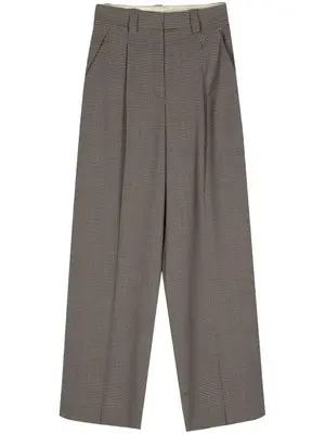 ALYSI Houndstooth Wide-leg Trousers - Brown