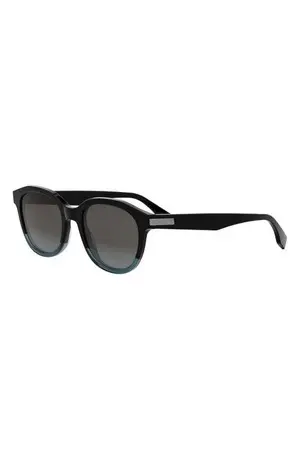 Fendi 52mm Rectangle Sunglasses - Black/ Other / Smoke