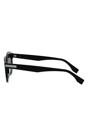 Fendi 52mm Rectangle Sunglasses - Black/ Other / Smoke