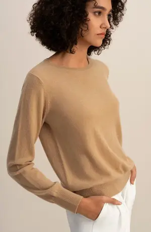 Lilysilk Cashmere Crewneck Sweater - Brown
