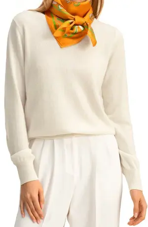 Lilysilk Cashmere Crewneck Sweater Natural White