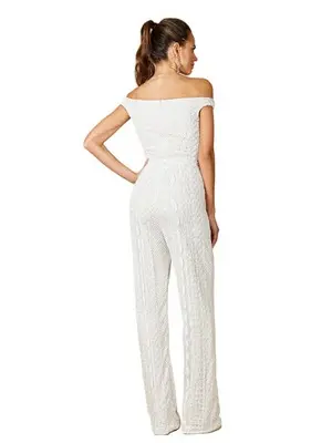 LARA NEW YORK Gabby Beaded Bridal Jumpsuit