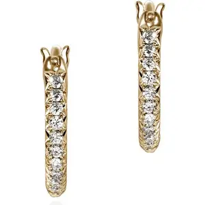 John Hardy Jh Essentials Hoop Earrings With Diamonds - Gold