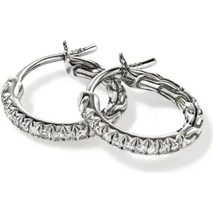 John Hardy John Hardy JH Essentials Pavé Diamond Hoop Earrings In Sterling Silver Silver