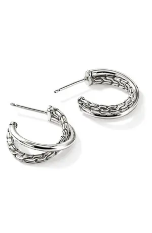 John Hardy Essentials Crossover Hoop Earrings - Silver