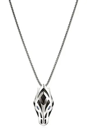 John Hardy Naga Pendant Necklace - Silver/ Blue Sapphire