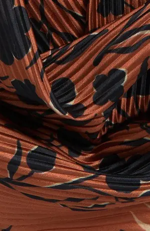 Treasure & Bond Pleated Satin Scarf - Rust Antique Floral