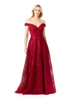 LARA NEW YORK Off-the-shoulder Ballgown - Dark Red