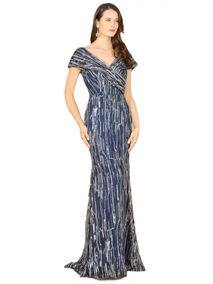 LARA NEW YORK LARA New York Mermaid Lace Gown Navy