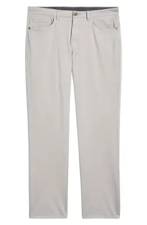 Johnston & Murphy Straight Leg Stretch Pima Cotton Pants - Light Gray