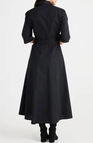 BRAVE+TRUE Rossellini Pleated Cotton Shirt Dress