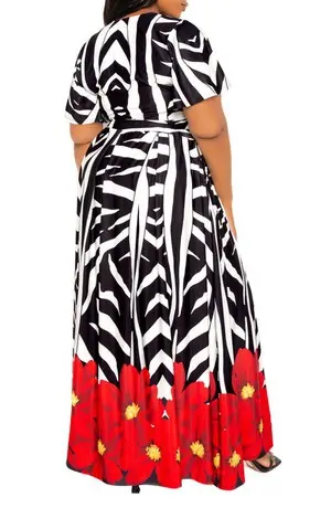 BUXOM COUTURE Animal Print Crop Top And Maxi Skirt Set