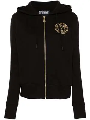 Versace Logo-embroidered Zip-up Hoodie