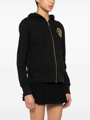 Versace Logo-embroidered Zip-up Hoodie