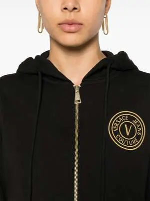 Versace Logo-embroidered Zip-up Hoodie