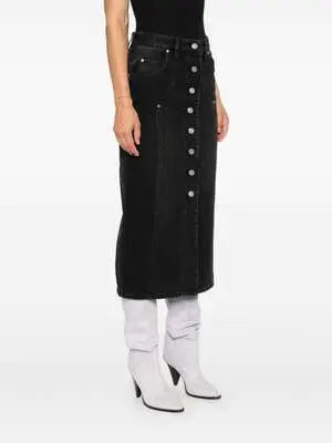MARANT ETOILE Vandy Denim Midi Skirt - Black