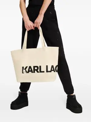 Karl Lagerfeld K/essential Oversized-logo Tote Bag - Neutrals