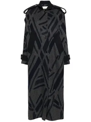 LITKOVSKA Geometric-print Wool Trench Coat